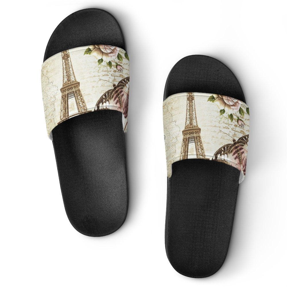 GZHJMY Stylish Slides for Women Men, Vintage Eiffel Tower Soft Flexible ...