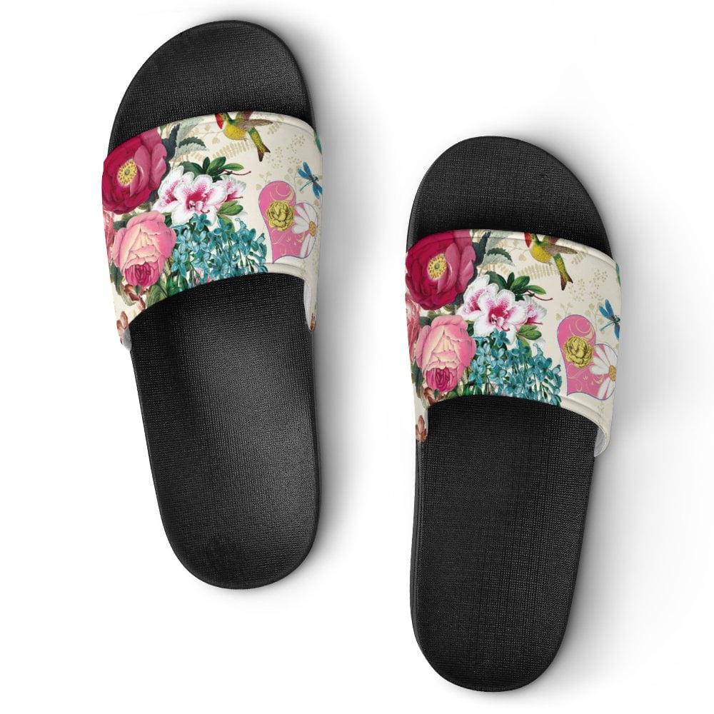 GZHJMY Stylish Slides for Women Men, Vintage Flower Butterfly Soft ...