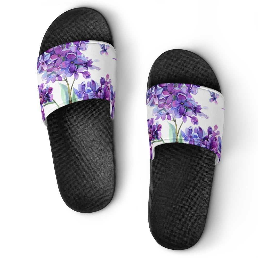 GZHJMY Stylish Slides for Women Men, Watercolor Beautiful Lilac Bouquet ...