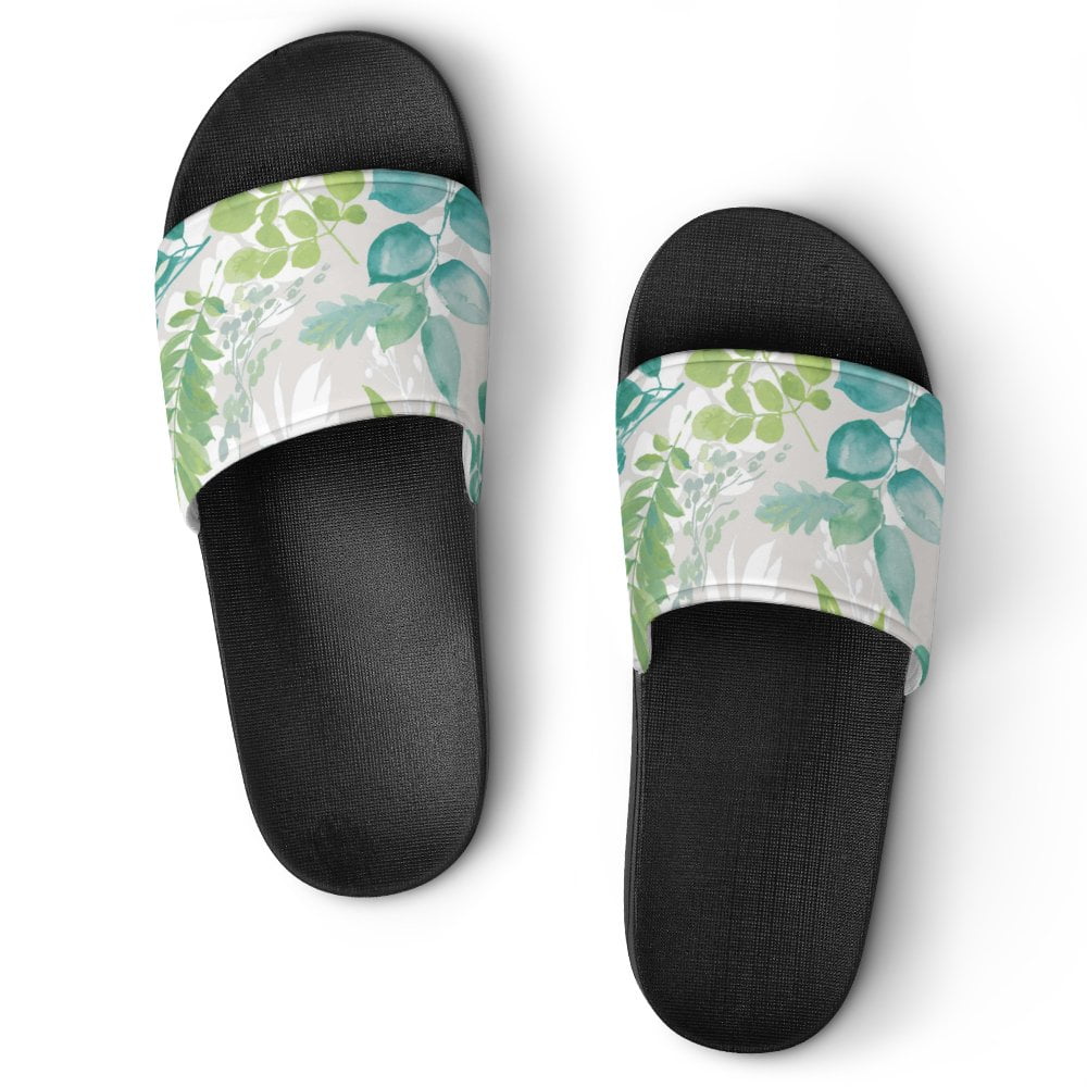 GZHJMY Stylish Slides for Women Men, Watercolour Leaf Soft Flexible ...