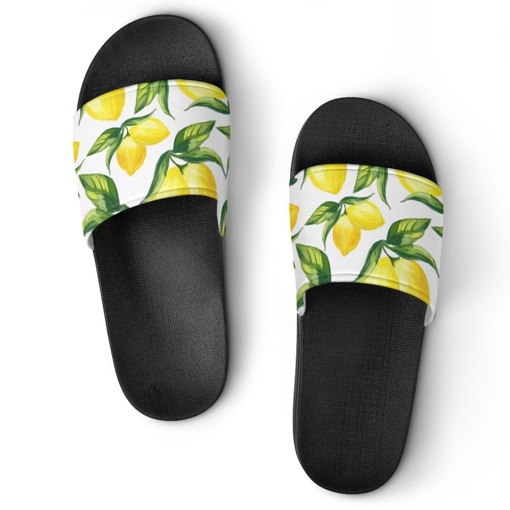 GZHJMY Stylish Slides for Women Men, Yellow Vintage Lemon Soft Flexible ...