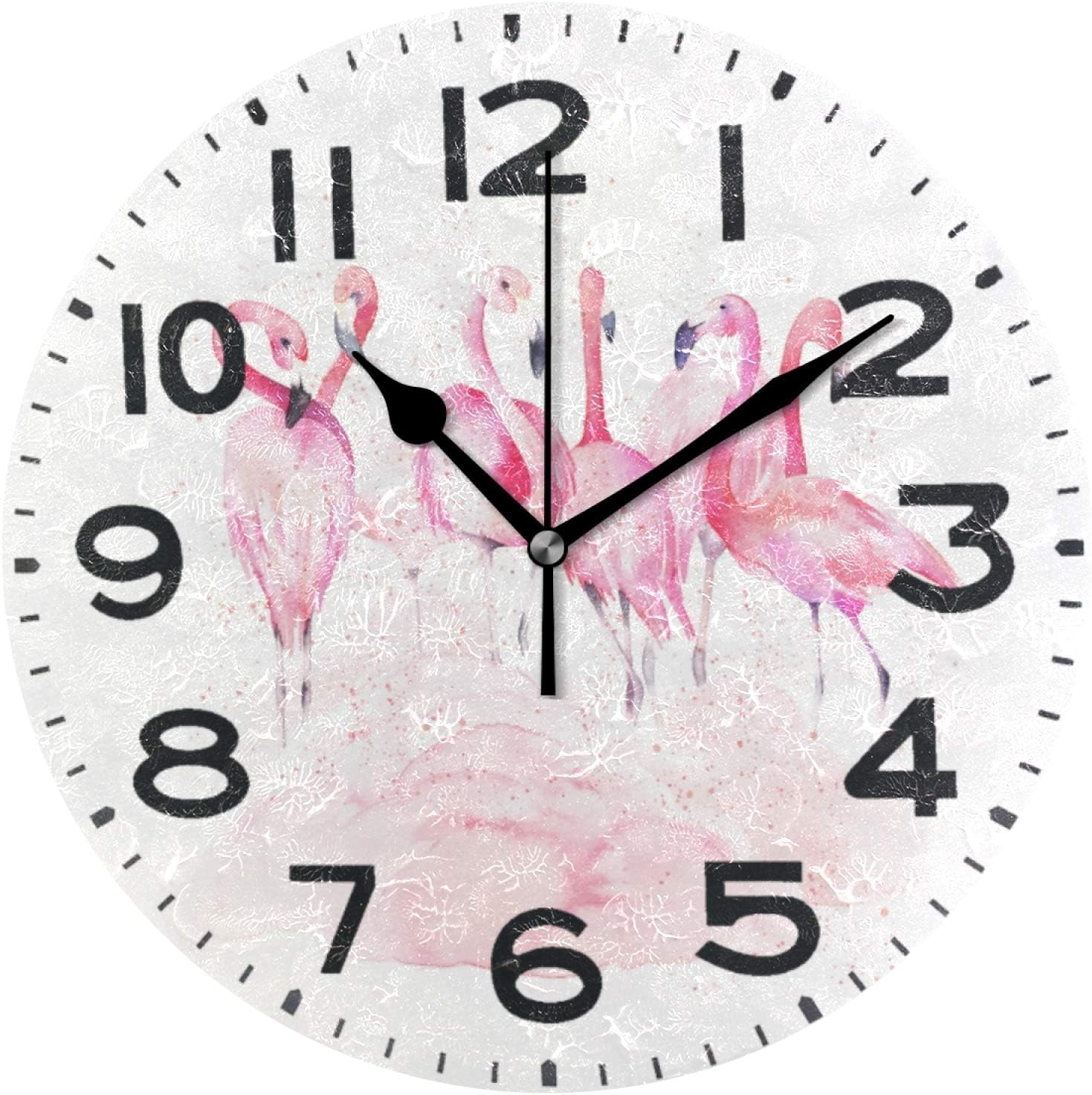 GZHJMY Stylish Splashed Pink Flamingos Round Wall Clock, 9.5 Inch ...