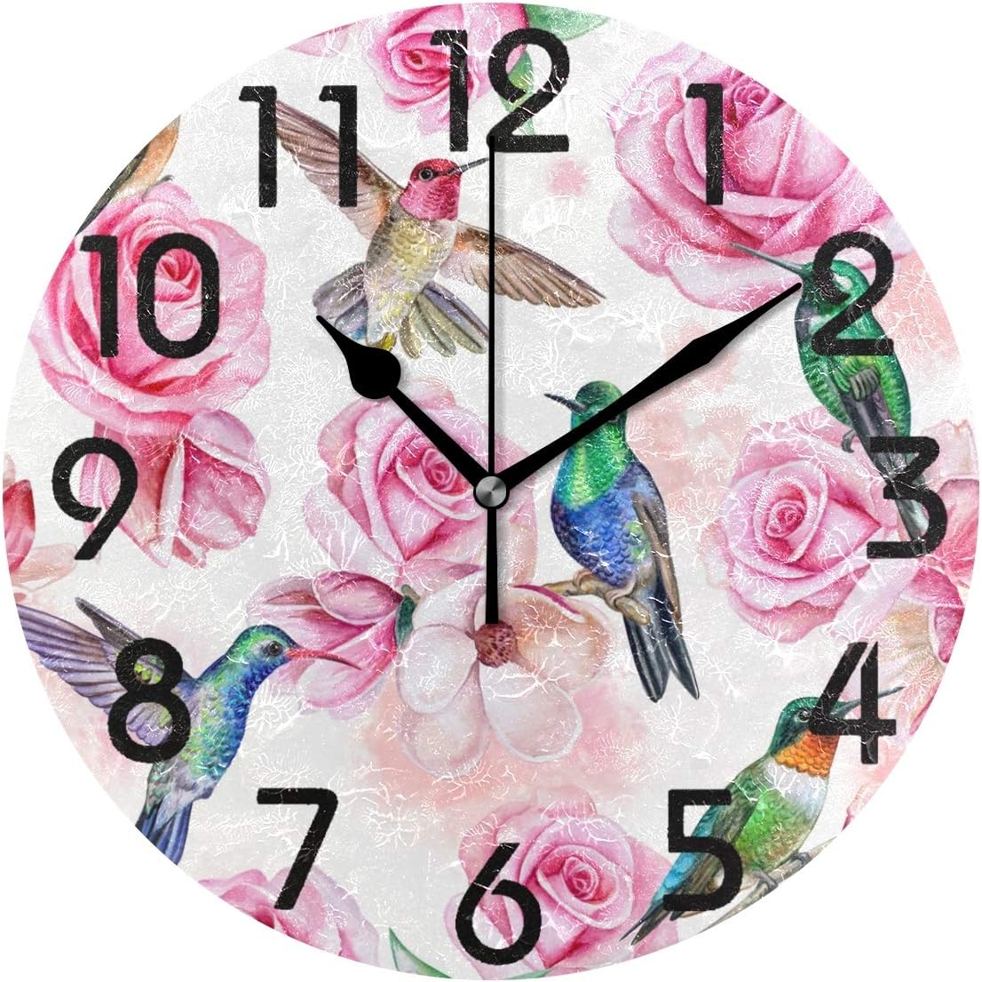 GZHJMY Stylish Spring Hummingbird Magnolia Flower Rose Pattern Round ...