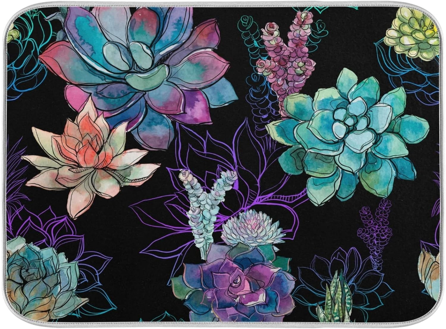 GZHJMY Succulent Cactus Flower Dish Drying Mat Countertop Protector ...