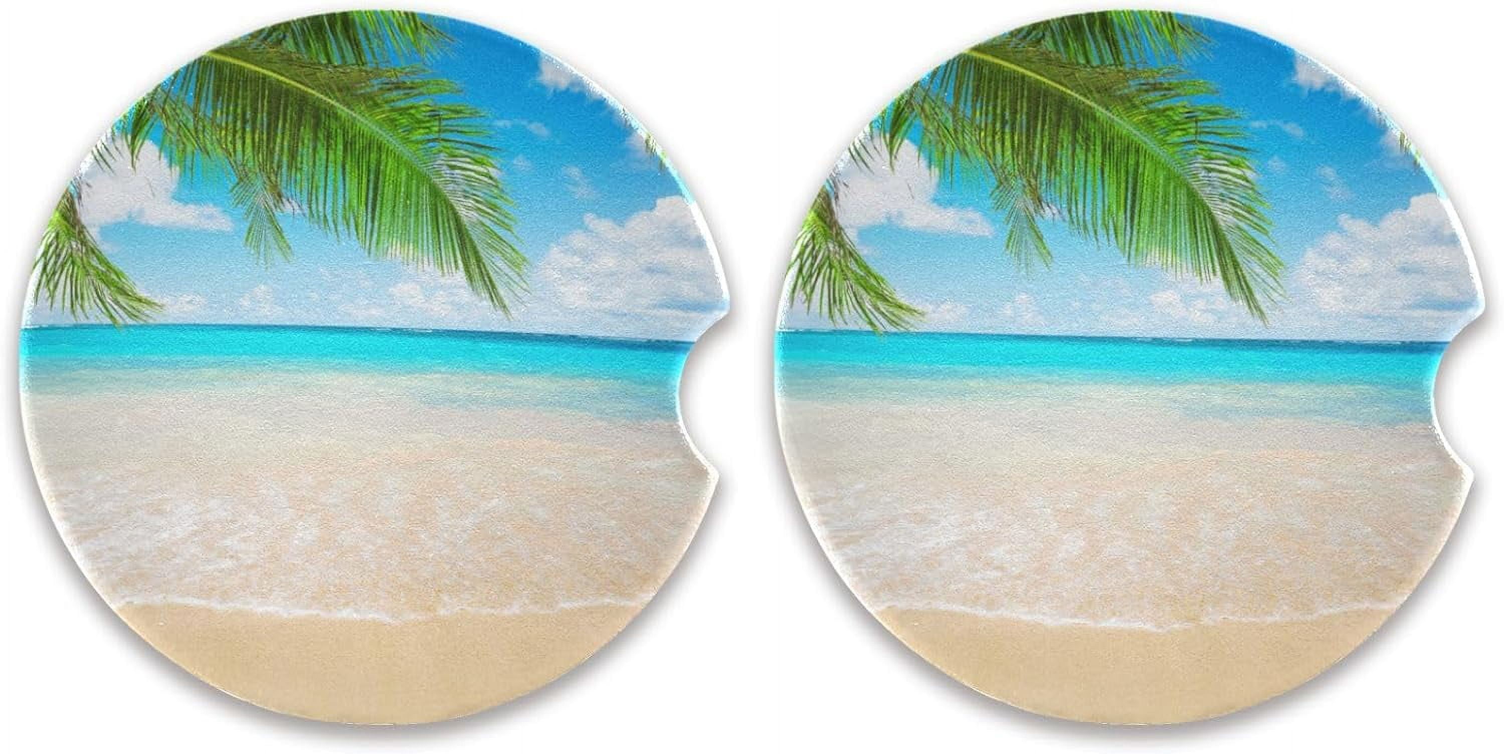 GZHJMY Summer Beach Car Coasters, 2 Pack Drinks Absorbent Ceramic Stone ...