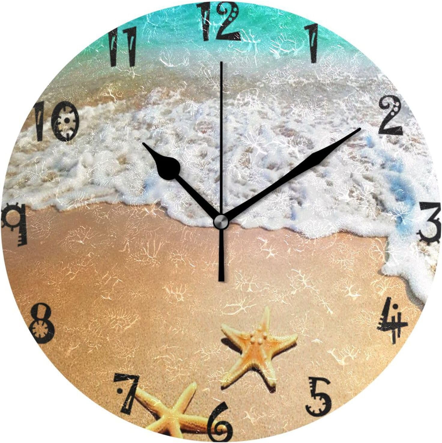 GZHJMY Summer Beach Shells Wall Clock,Silent Non Ticking 10 Inch ...