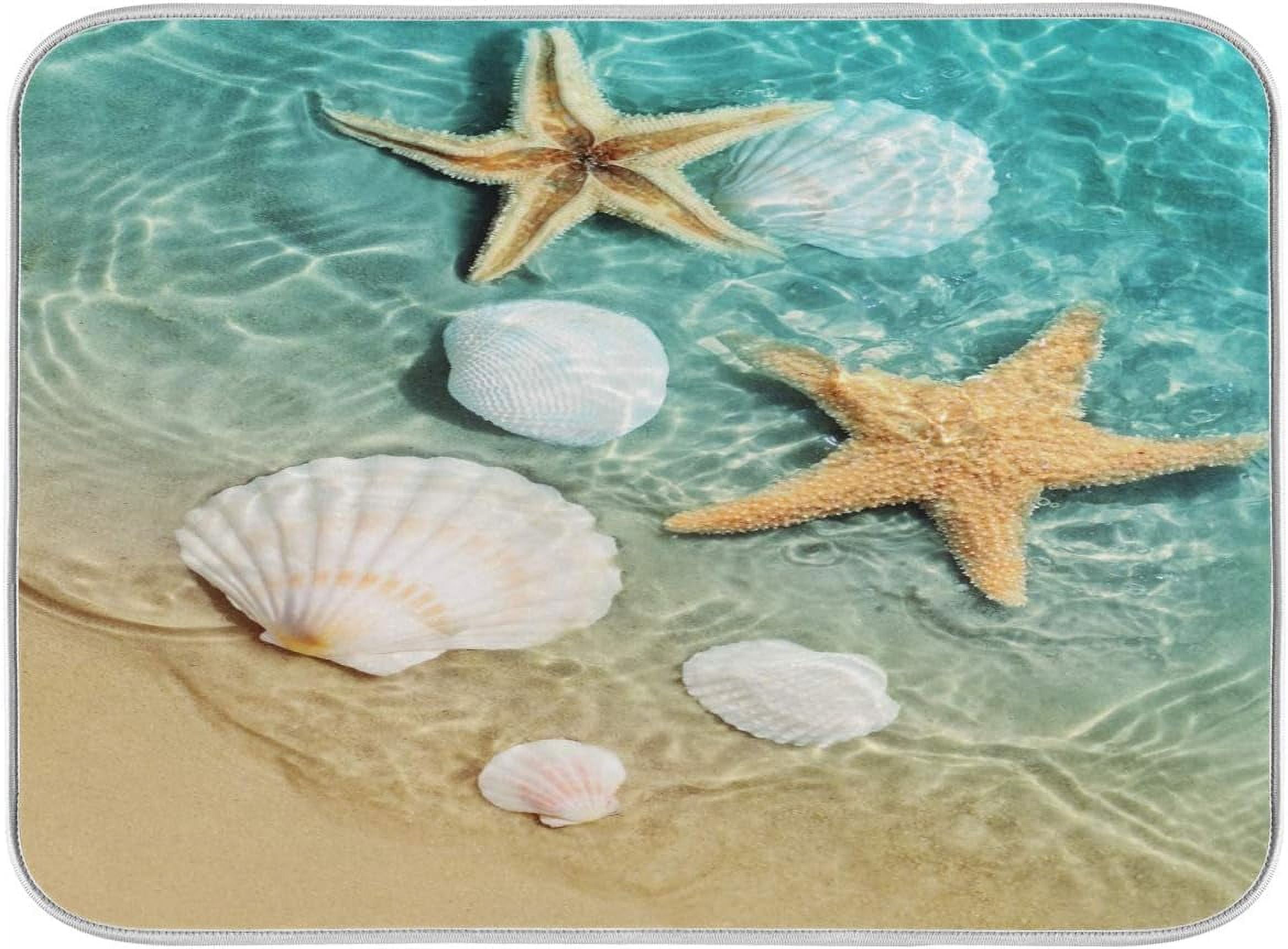 GZHJMY Summer Beach Starfish And Seashell Dish Drying Mats for Kitchen ...