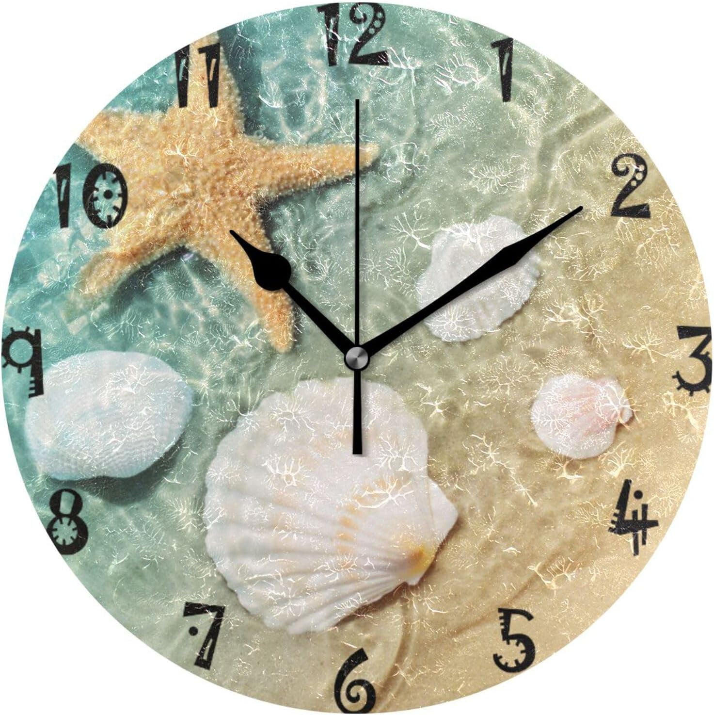 GZHJMY Summer Beach Wall Clock,Silent Non Ticking 10 Inch Battery ...