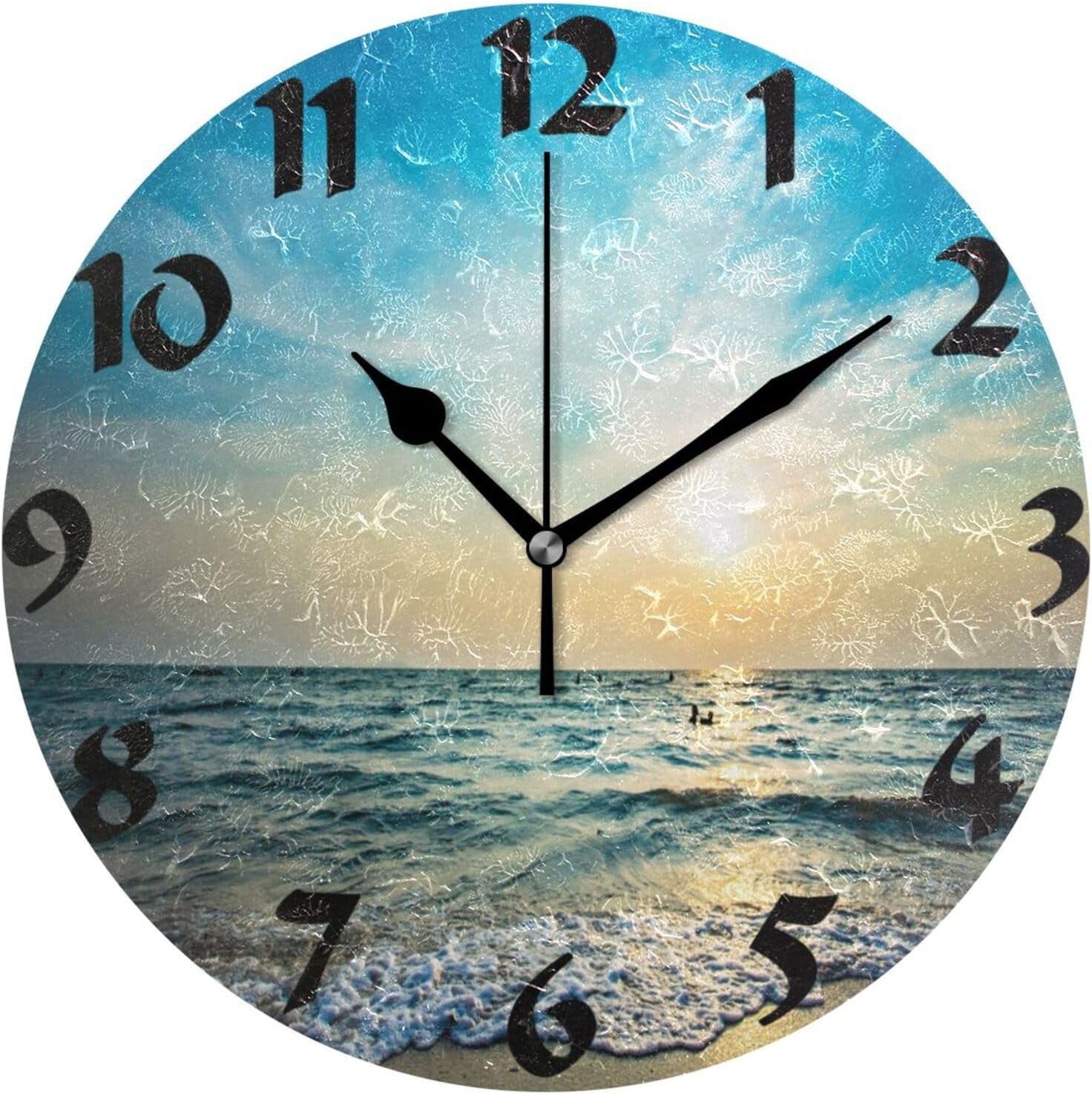 GZHJMY Summer Beach Wall Clock,Silent Non Ticking 10 Inch Battery ...
