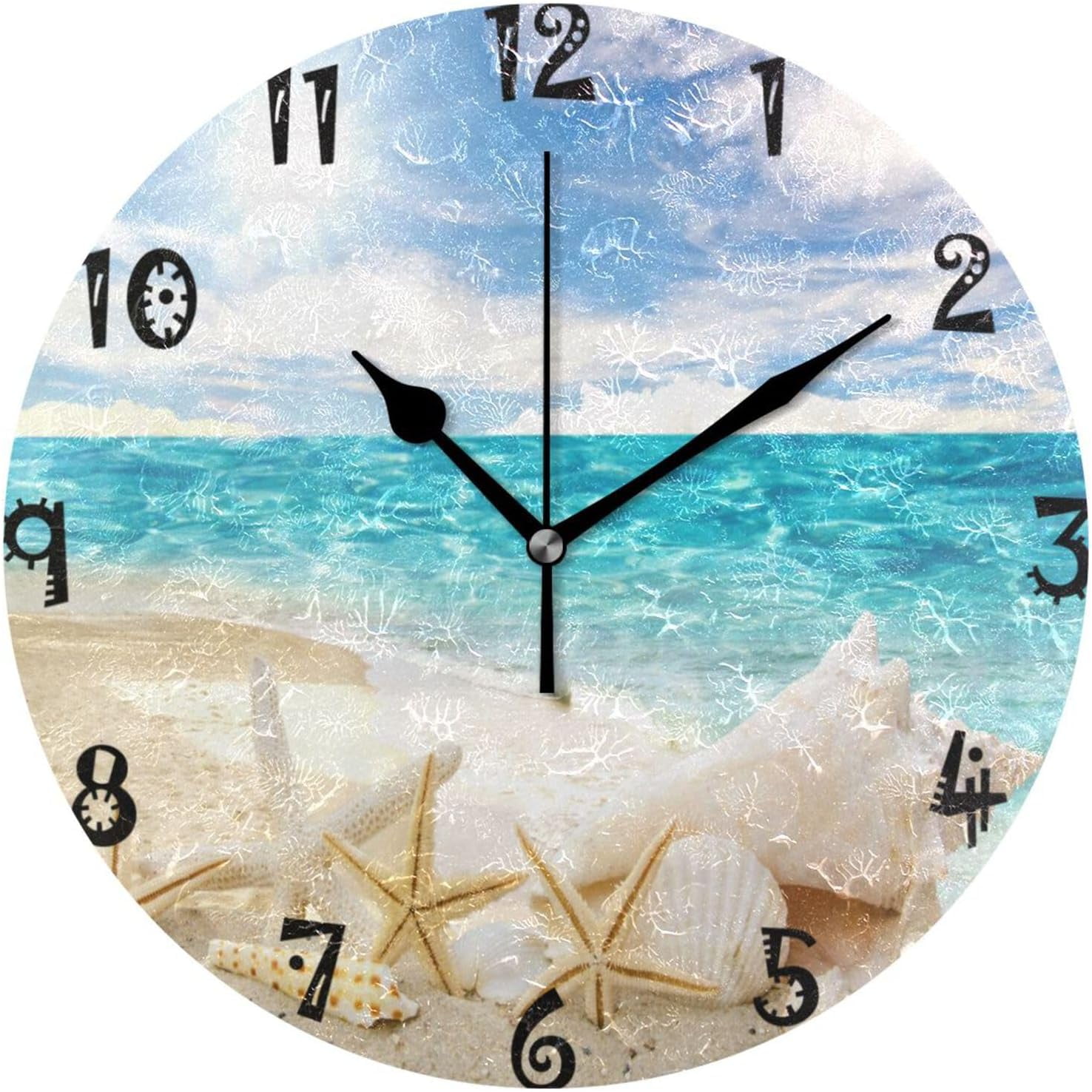 GZHJMY Summer Beach Wall Clock,Silent Non Ticking 10 Inch Battery ...