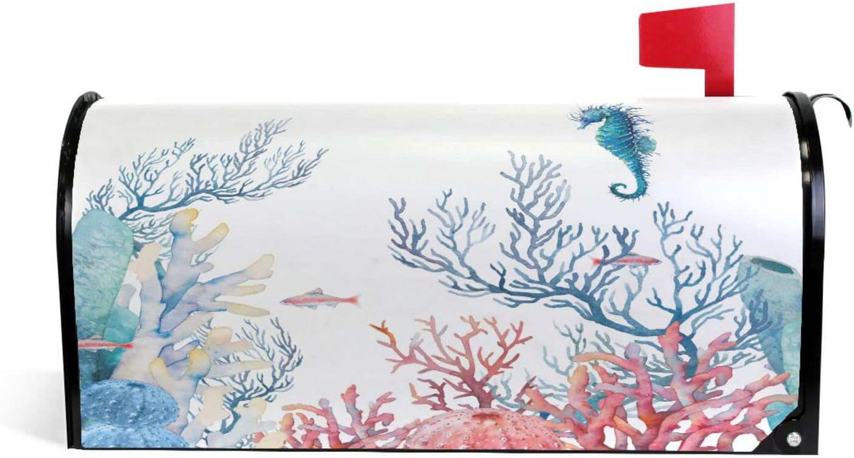 GZHJMY Summer Beautiful Corals Seahorse Magnetic Mailbox Cover Standard ...