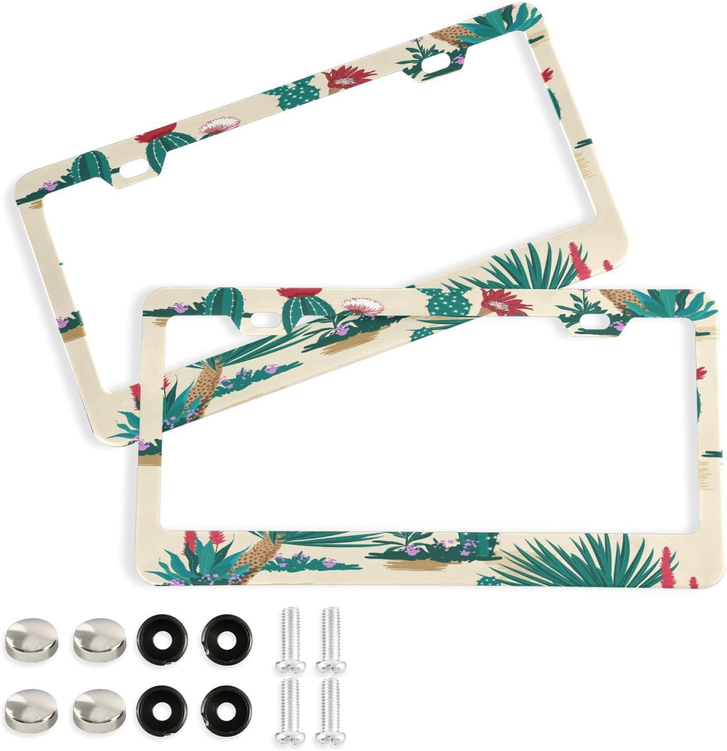 GZHJMY Summer Cactus License Plate Frames Set of 2, Universal Aluminum ...