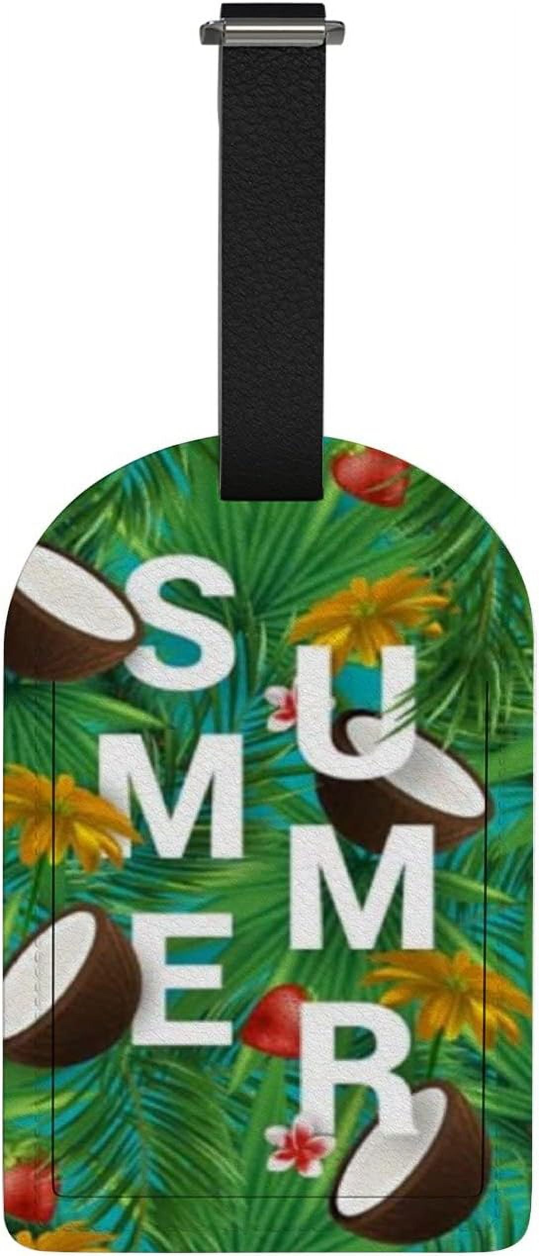 GZHJMY Summer Coconut Palm Luggage Tags 1 Piece, PU Leather Travel ID ...