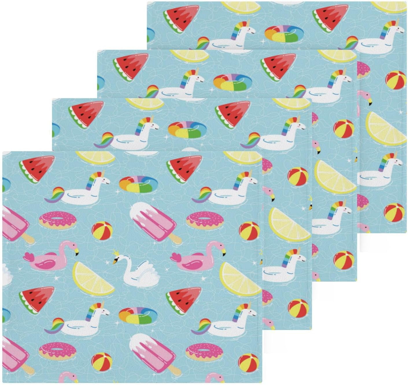 GZHJMY Summer Flamingo Pool Floats Wash Cloths 4 Pcs Small Cotton Wash ...