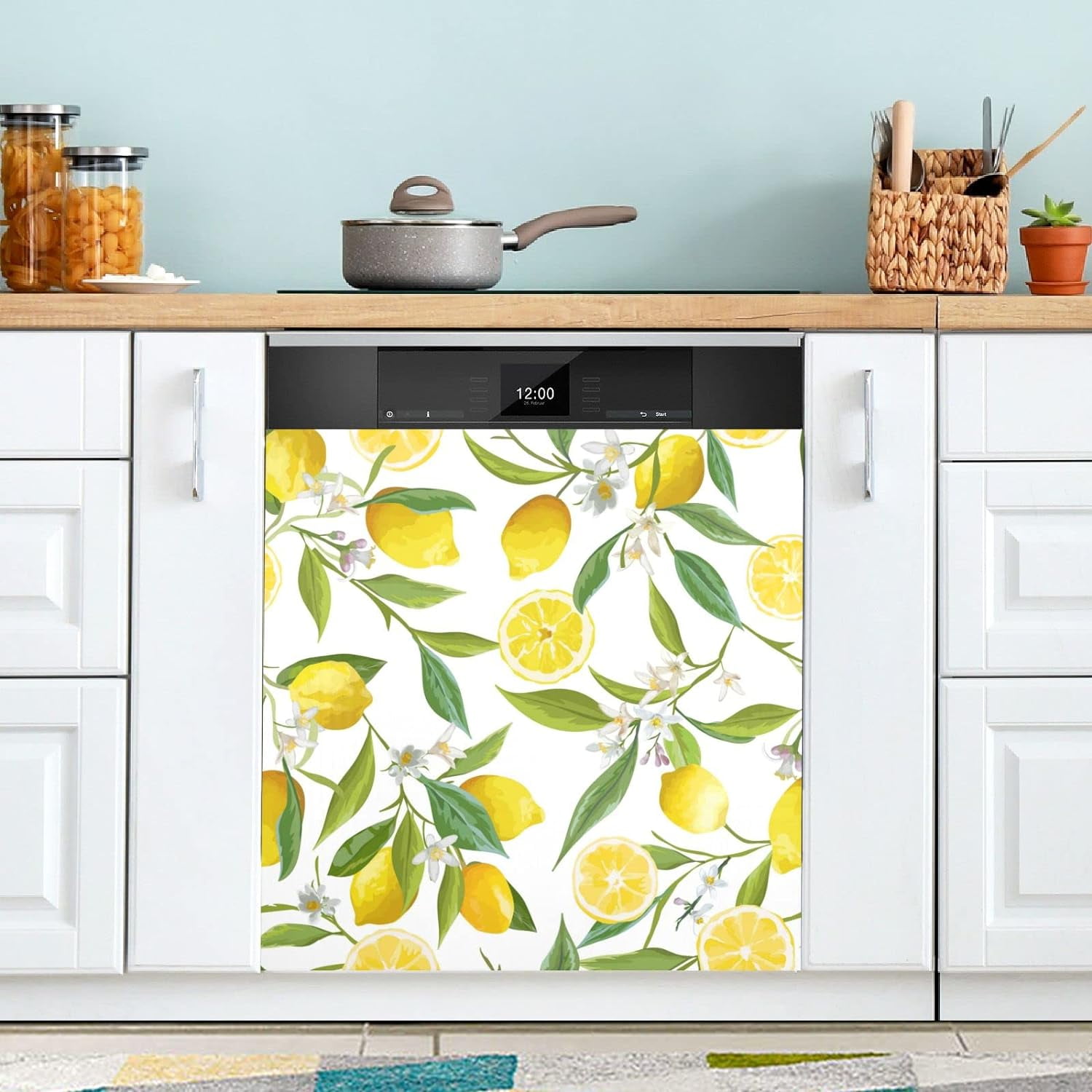 GZHJMY Summer Lemon Flower Fruit Dishwasher Magnet Cover Stickerative ...