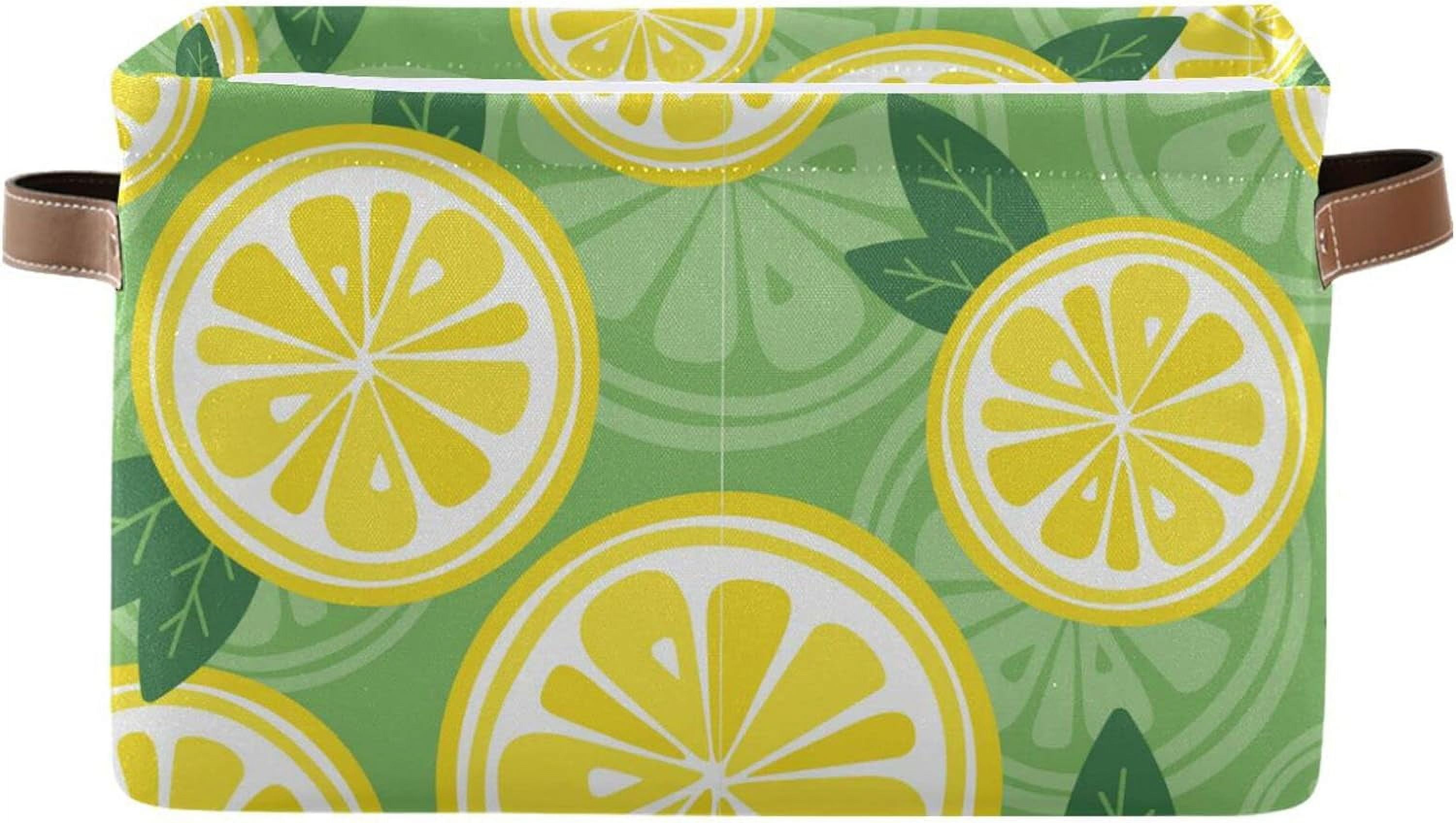 GZHJMY Summer Lemon Storage Basket with Handles Collapsible Storage ...