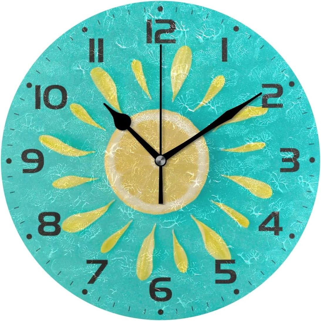 GZHJMY Summer Lemon Wall Clock, 10" Silent Non Ticking Round Clock, Oil ...