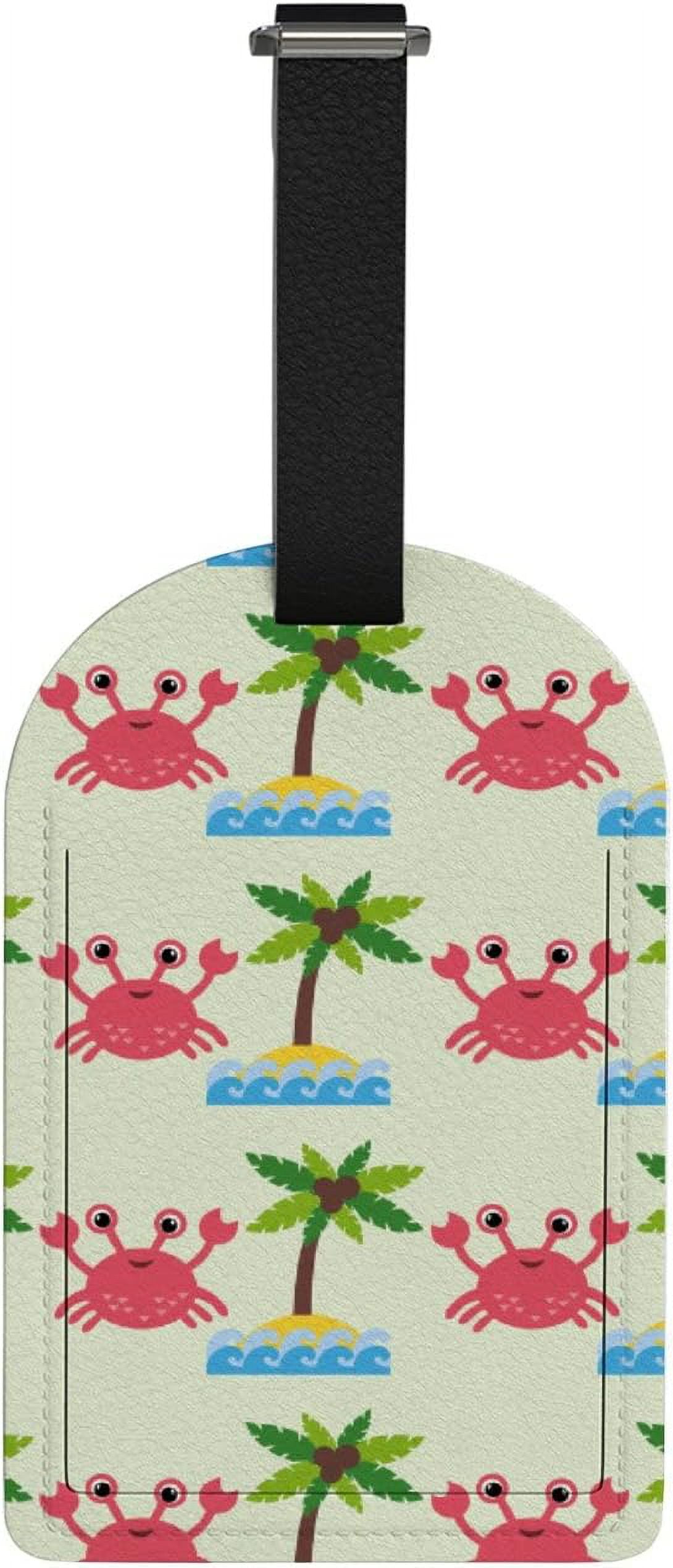 GZHJMY Summer Palm Crab Pattern Luggage Tags 1 Piece, PU Leather Travel ...