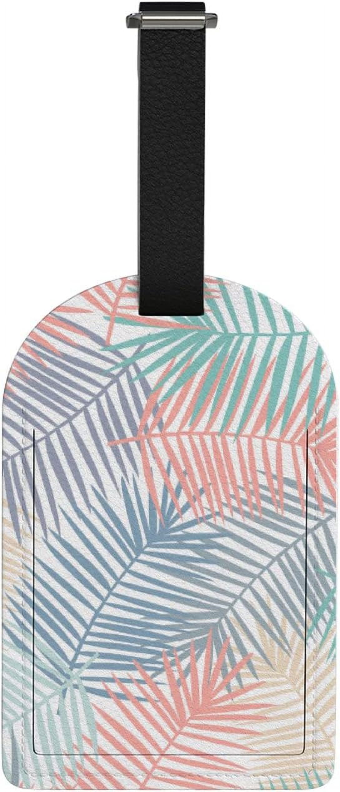 GZHJMY Summer Palm Leaves Colorful Luggage Tags 1 Piece, PU Leather ...