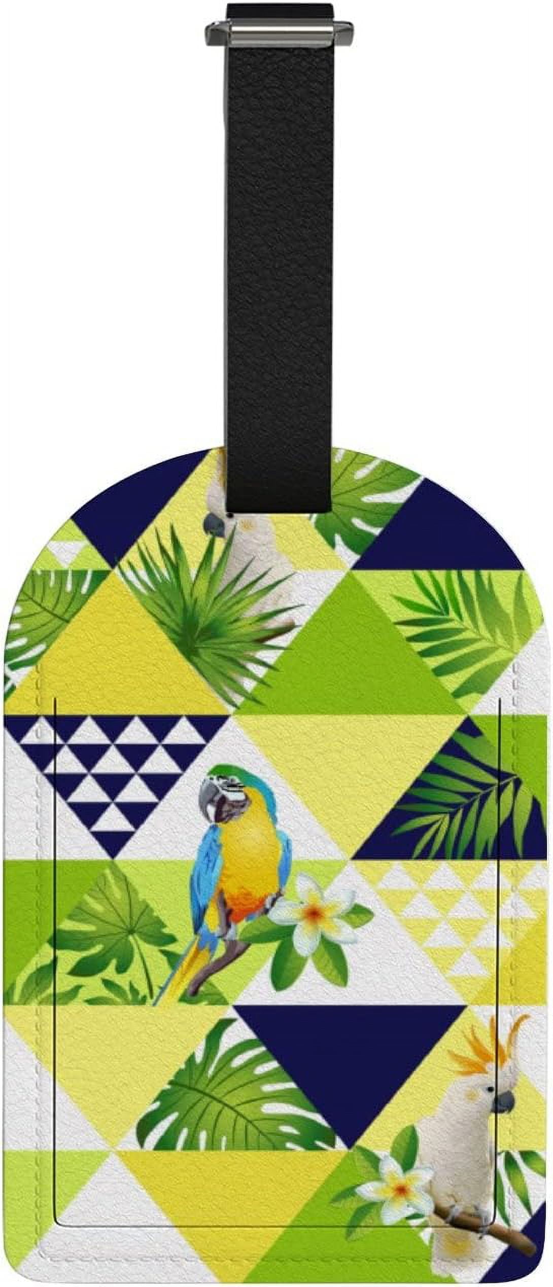 GZHJMY Summer Palm Parrot Geometric Triangle Luggage Tags 1 Piece, PU ...