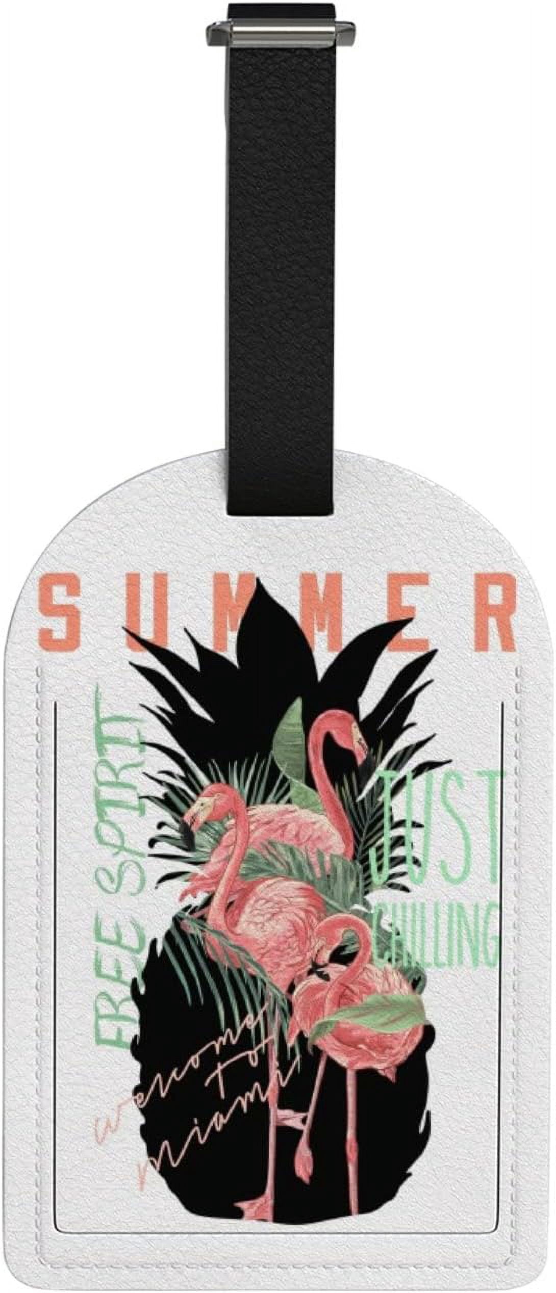 GZHJMY Summer Pineapple Flamingo Luggage Tags 1 Piece, PU Leather ...