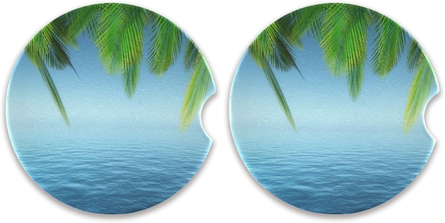 GZHJMY Summer Sea Car Coasters, 2 Pack Drinks Absorbent Ceramic Stone ...