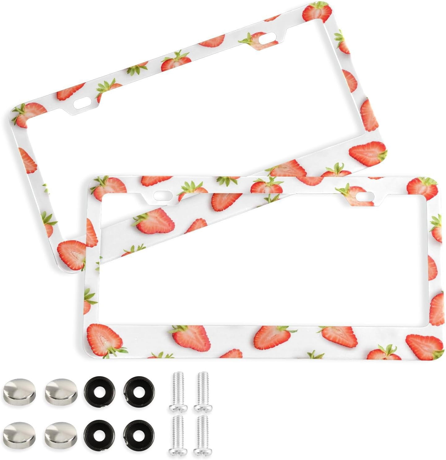 GZHJMY Summer Strawberries License Plate Frames Set of 2, Universal ...