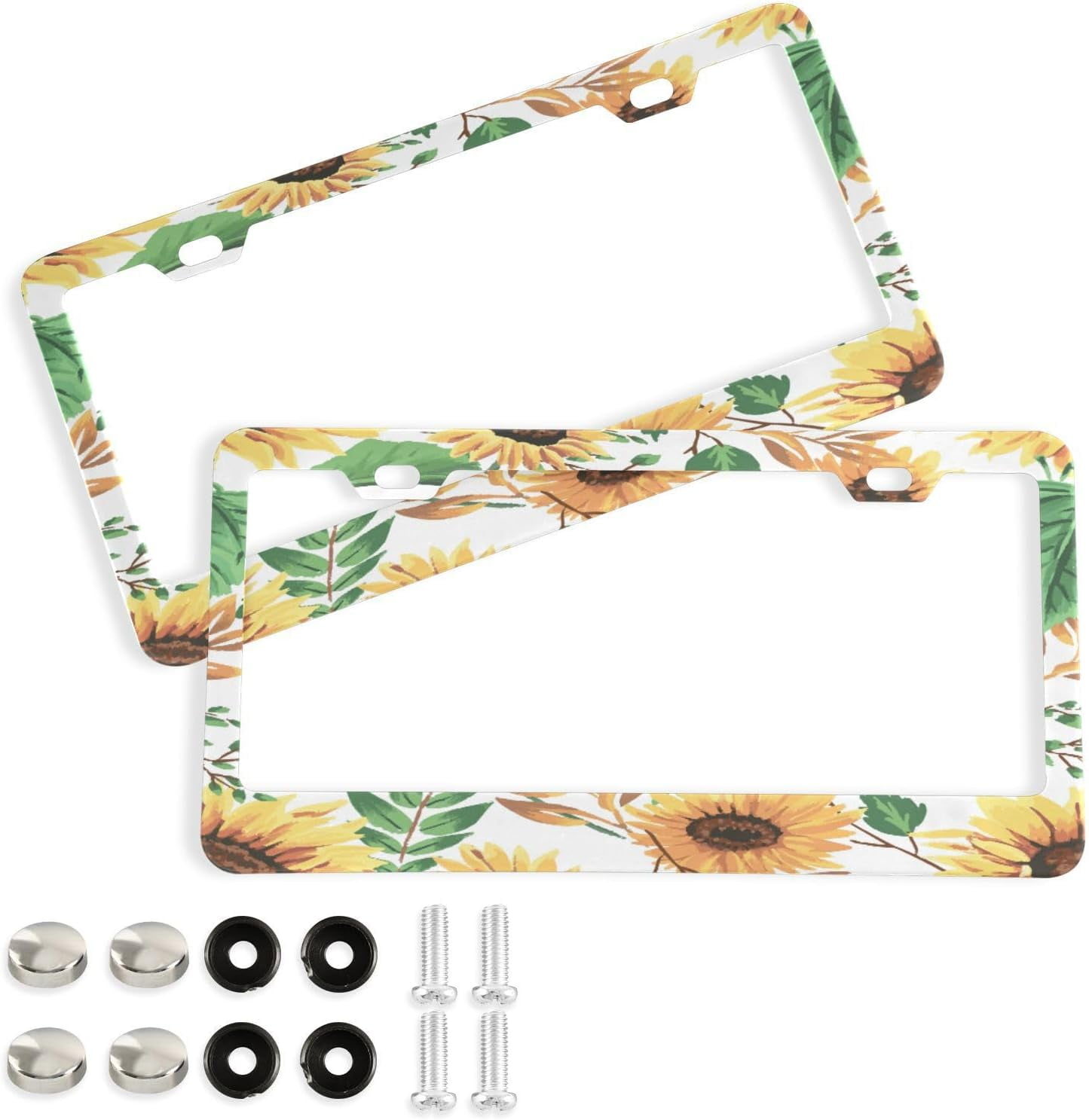 GZHJMY Summer Sunflowers Car License Plate Frame, 2 Pack Aluminum ...