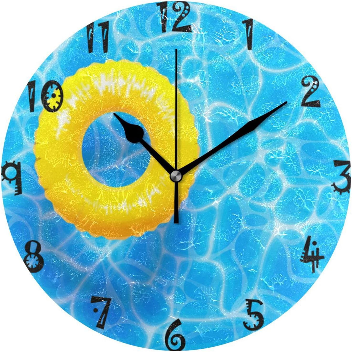 GZHJMY Summer Swimming Wall Clock,Silent Non Ticking 10 Inch Battery ...