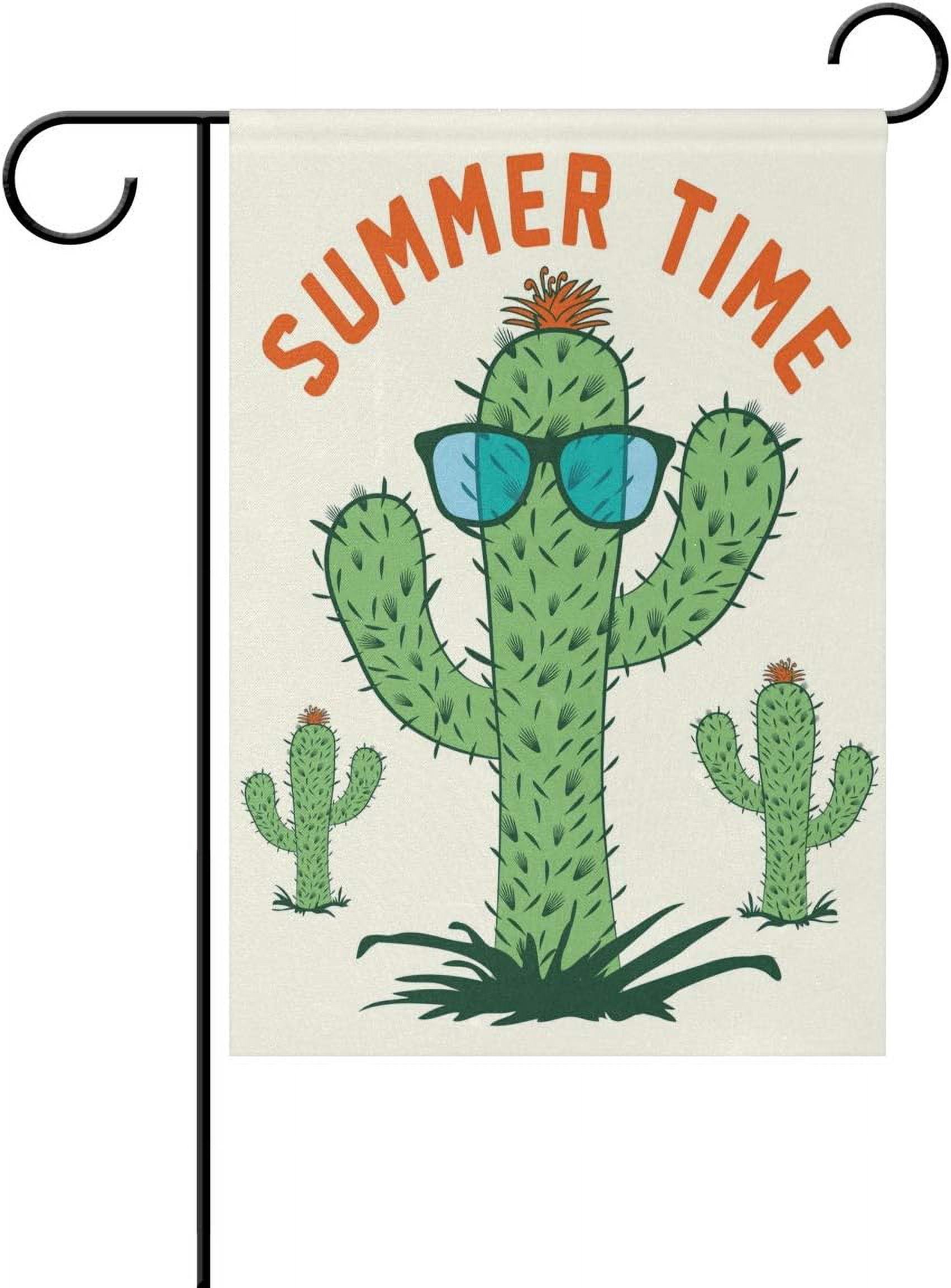 GZHJMY Summer Time Cute Cactus Garden Flag 12 x 18 Inch Vertical Double ...