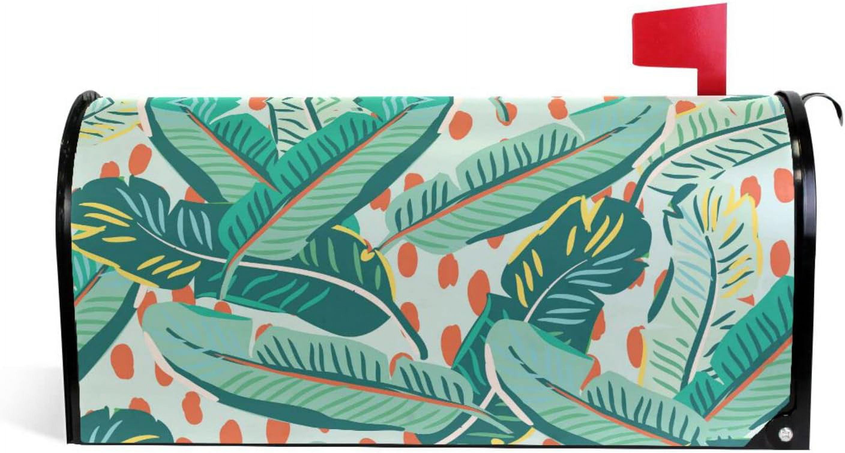 GZHJMY Summer Tropical Green Banana Palm Leaves Magnetic Mailbox Cover ...