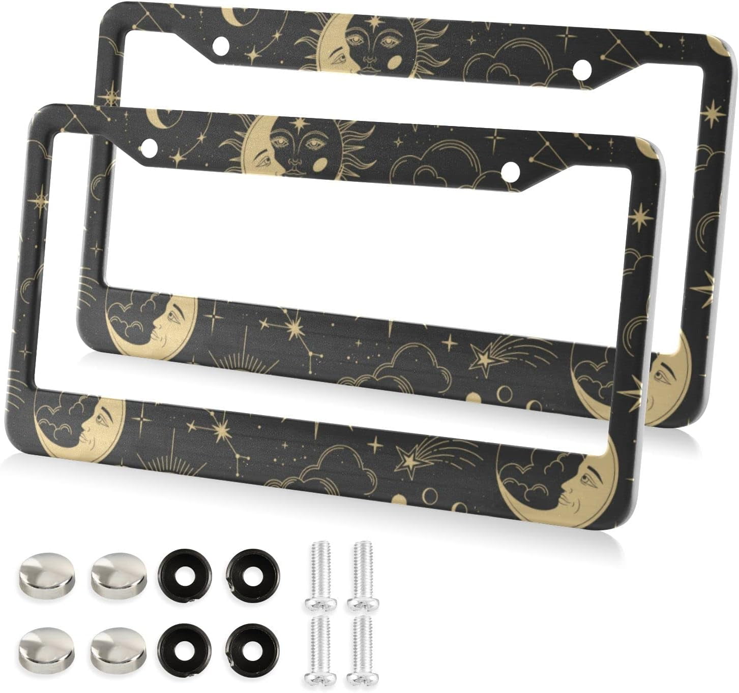 GZHJMY Sun Moon Stars Constellations Witchery License Plate Frames for ...