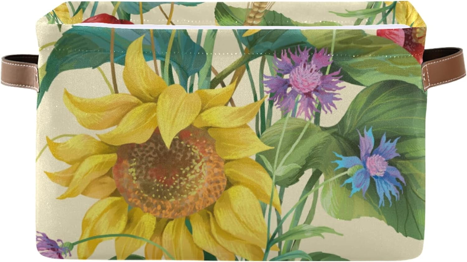 GZHJMY Sunflower Cornflower Poppy Print Foldable Storage Bin Bedroom ...