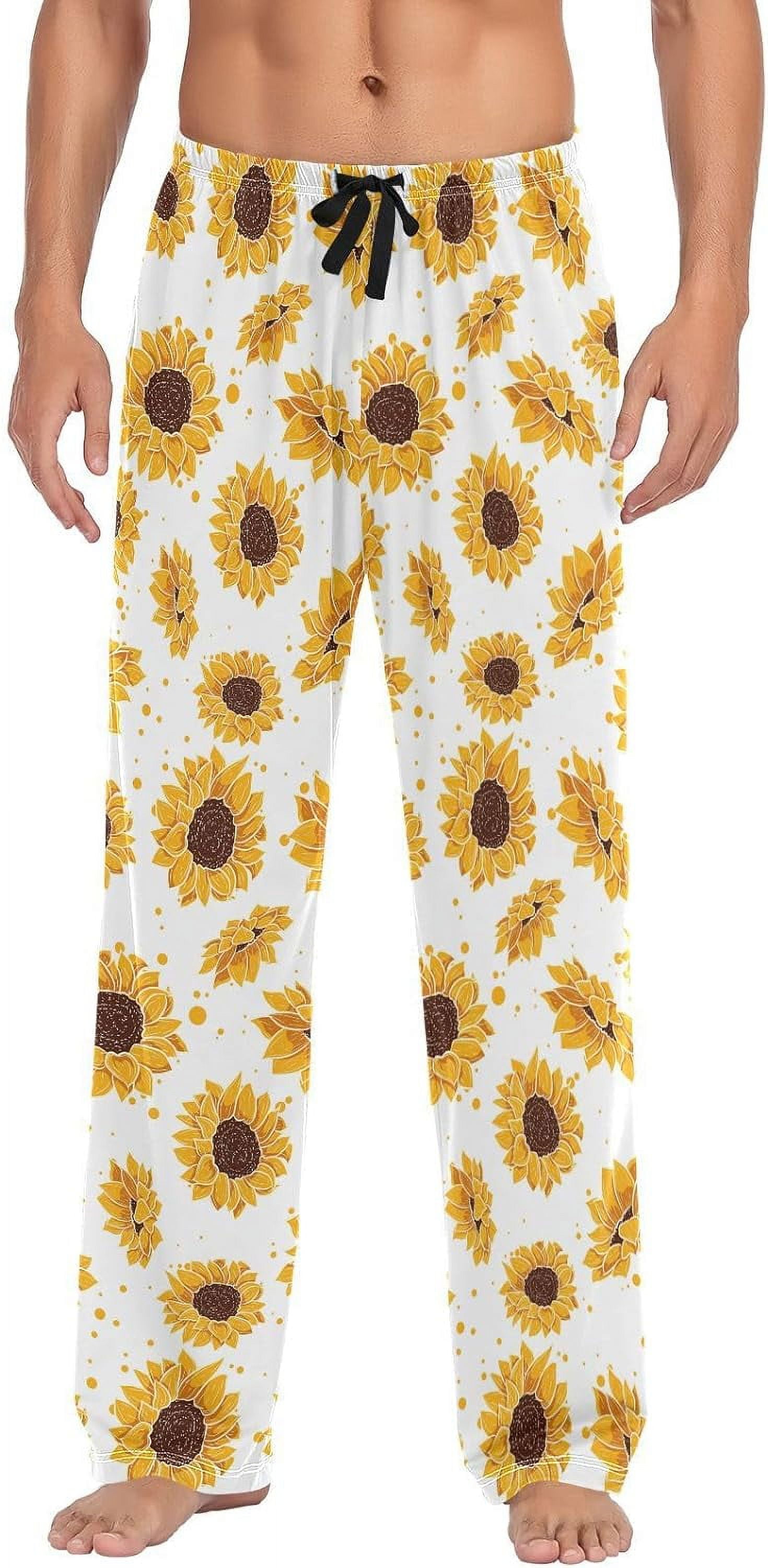 GZHJMY Sunflower & Daisy Men's Pajama Pants, Soft and Comfortable ...