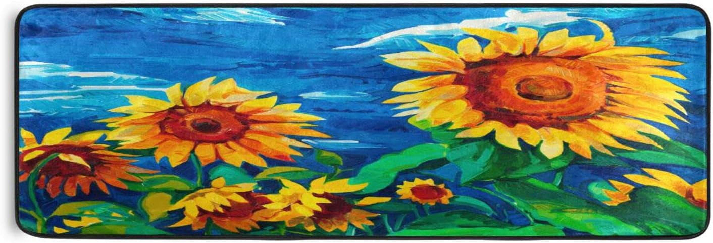 GZHJMY Sunflowers Oil Painting Area Rug - 2' x 6' Washable Runner Rugs ...