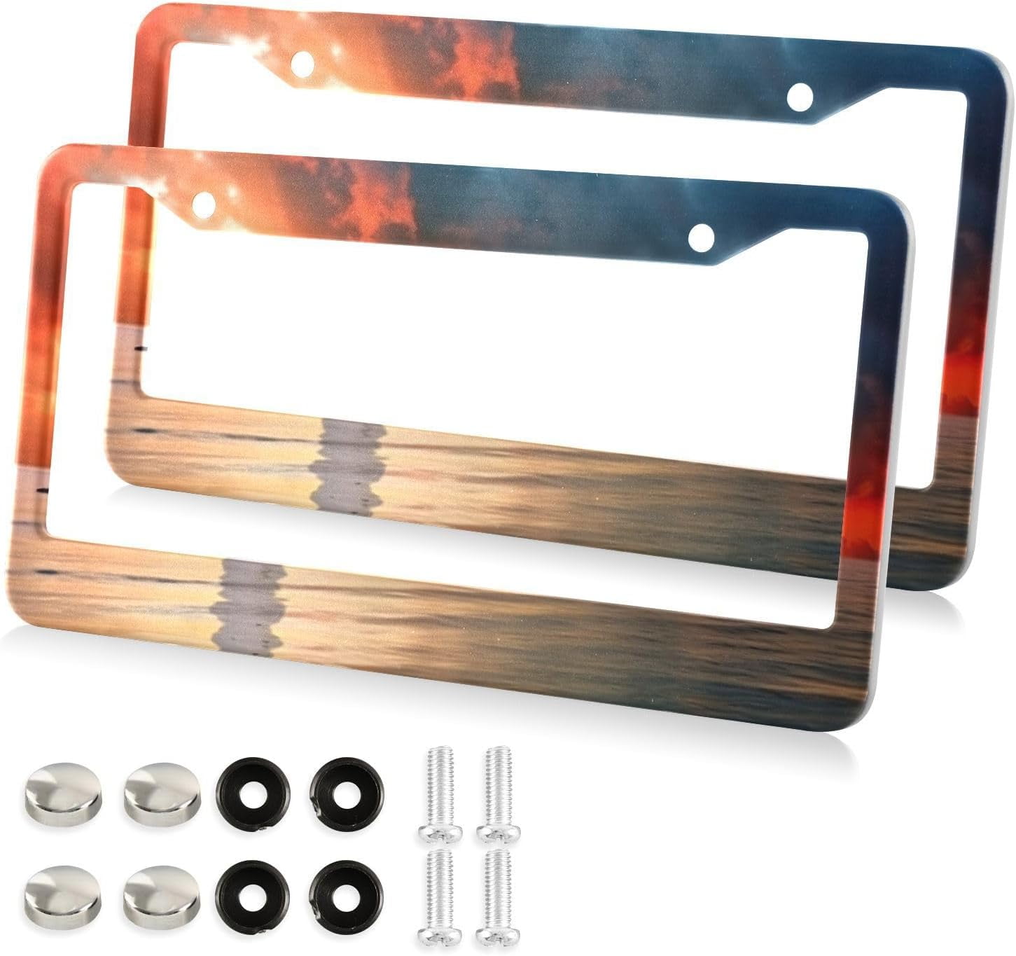 GZHJMY Sunset Light House License Plate Frames 2 Pack Aluminum License ...