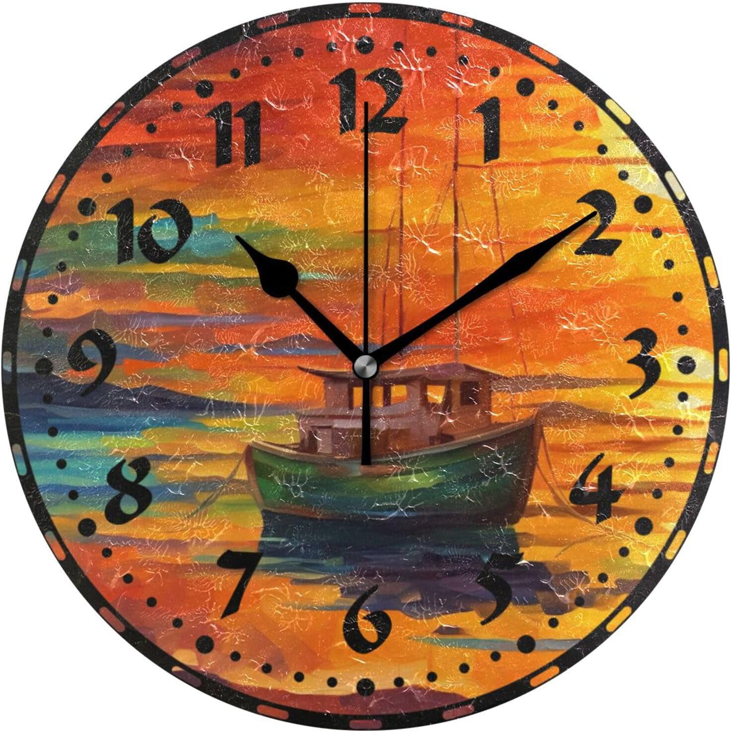 GZHJMY Sunset Oil Painting Wall Clock, Silent Non Ticking 10 Inch ...