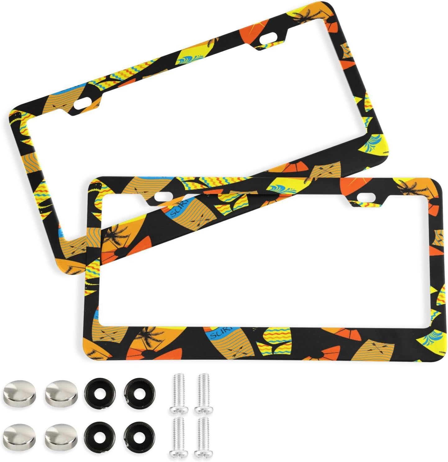 GZHJMY Surfboard Print License Plate Frame 2 Pack 2 Holes Car Aluminum ...