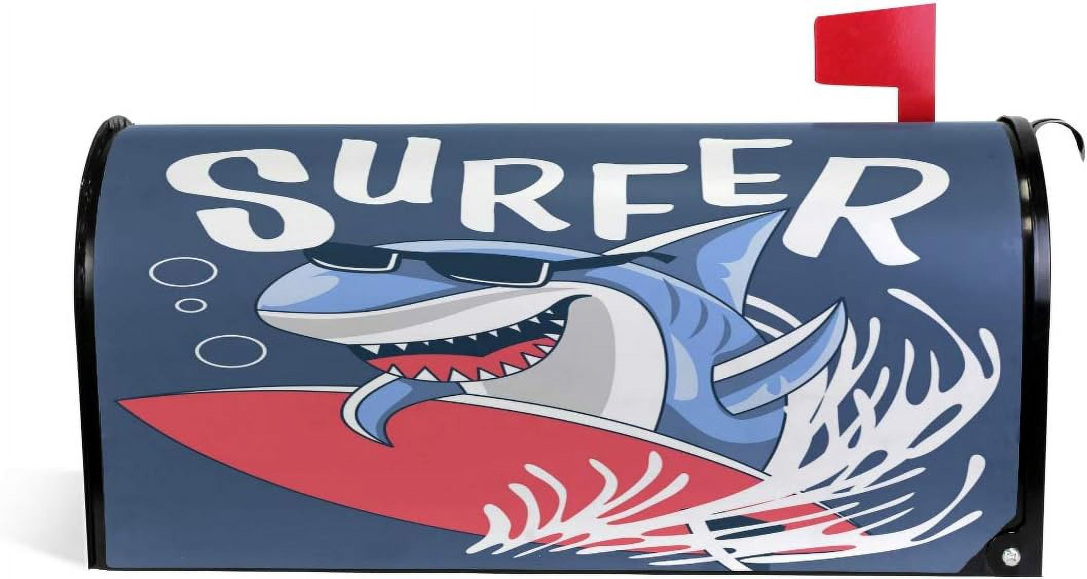GZHJMY Surfer Shark Magnetic Mailbox Cover Letter Post Box Cover ...