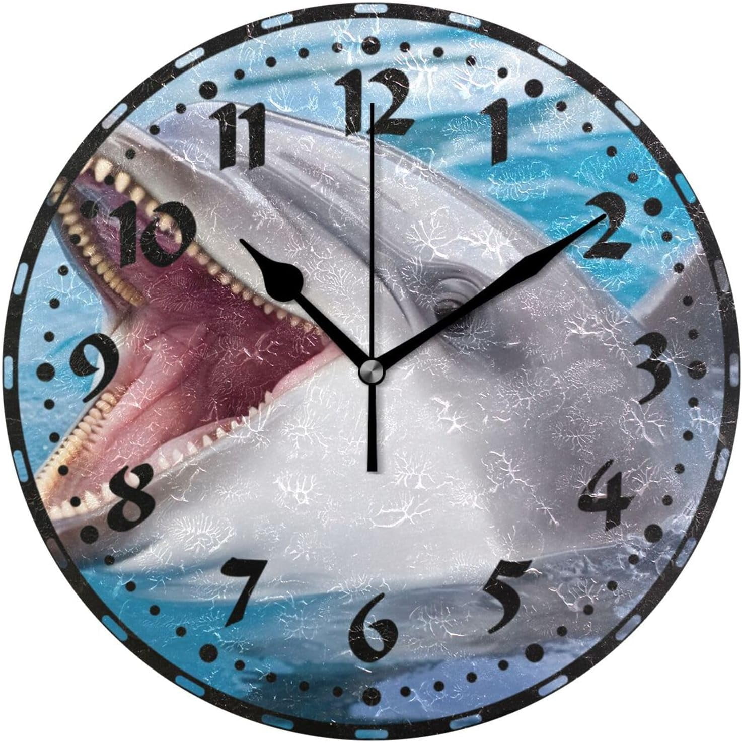 GZHJMY Swimming Dolphin Wall Clock, Silent Non Ticking 10 Inch Battery ...