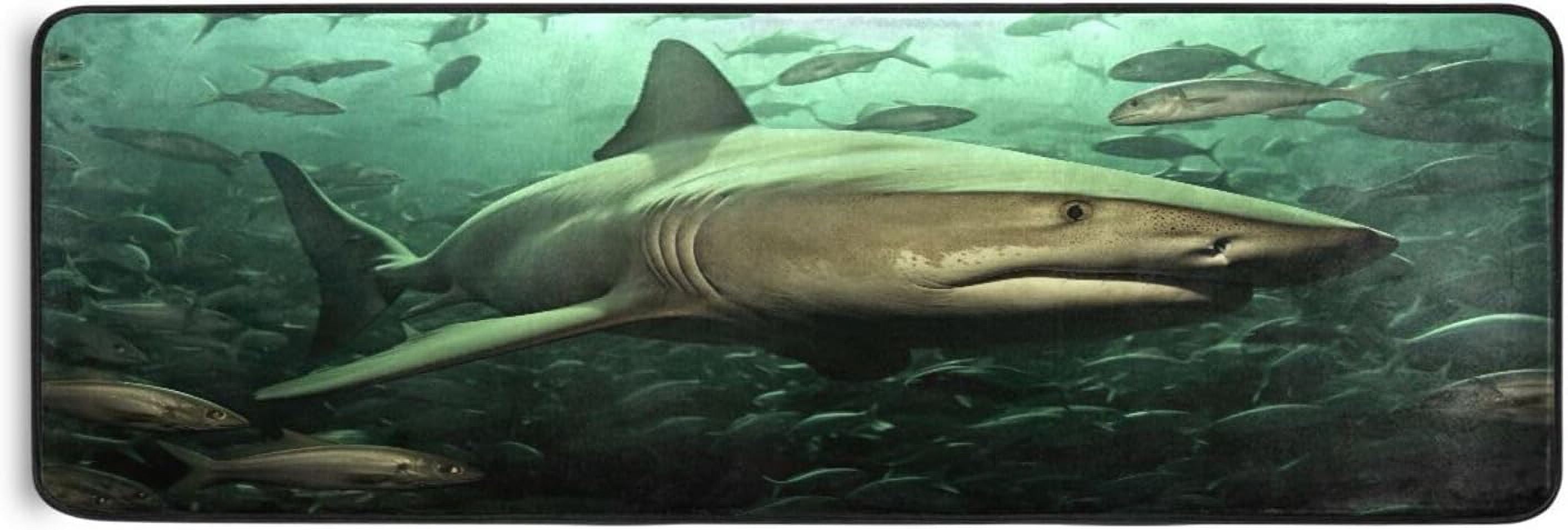 GZHJMY Swimming Shark Area Rug - 2' x 6' Washable Runner Rugs with ...