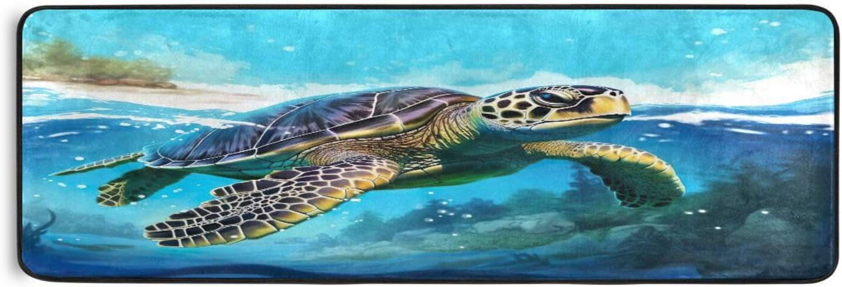 GZHJMY Swimming Turtle Area Rug - 2' x 6' Washable Runner Rugs with ...