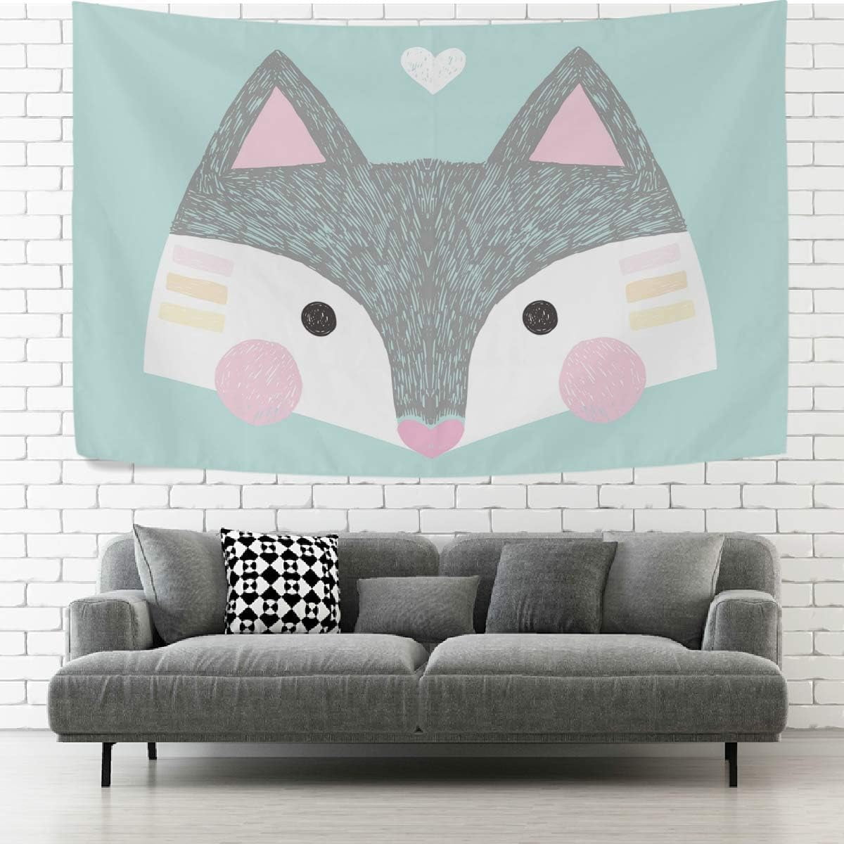 GZHJMY Tapestry Cute Animal Fox Blue Tapestry Wall Hanging Decorative ...