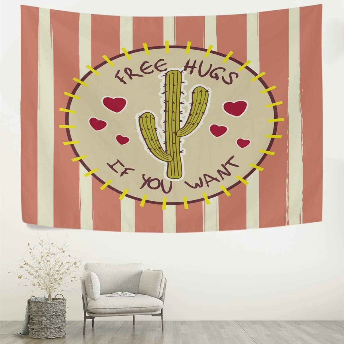 GZHJMY Tapestry Funny Cartoon Cute Cactus Tapestry Wall Hanging ...