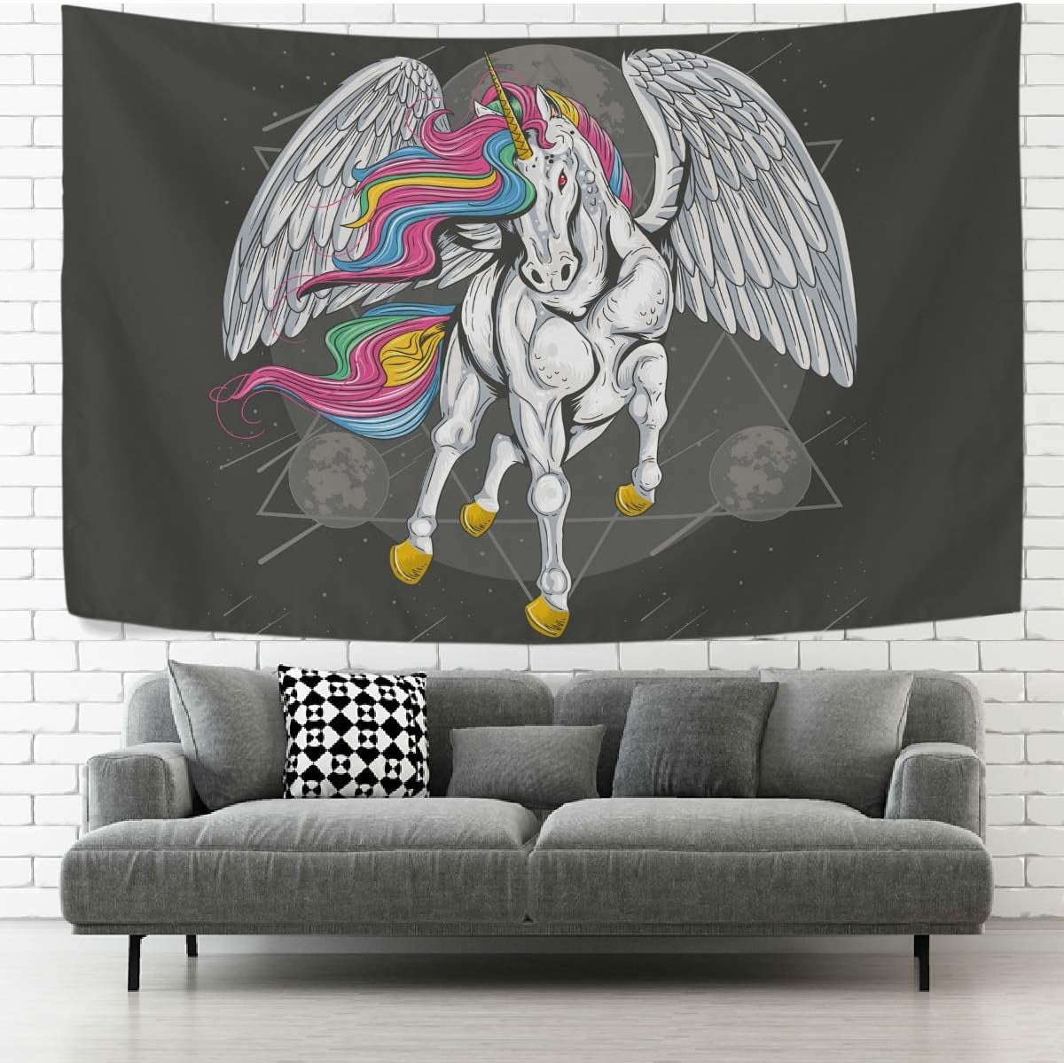 GZHJMY Tapestry Funny Cool Rainbow Unicorn Horse Tapestry Wall Hanging ...