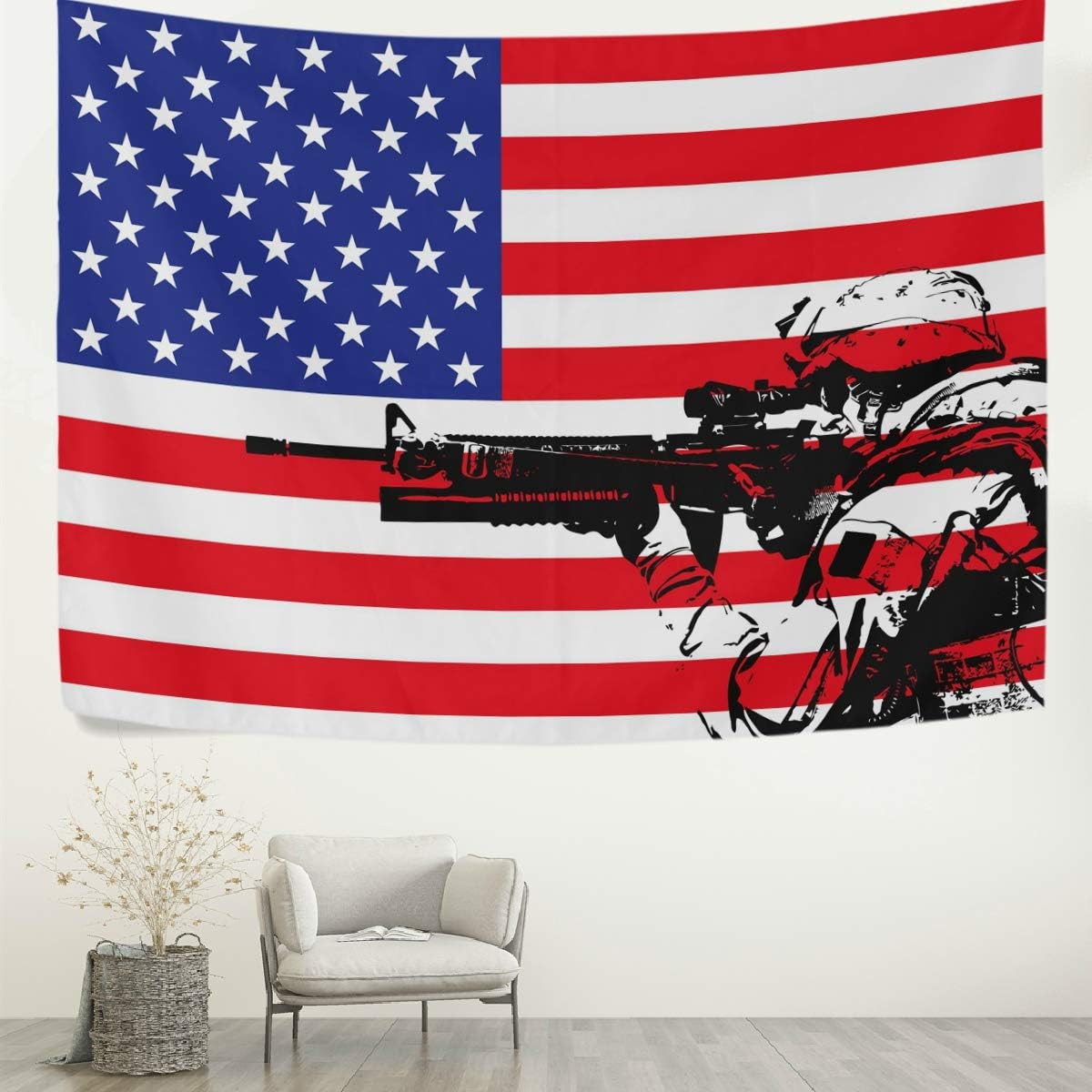 GZHJMY Tapestry USA Flag Marine Tapestry Wall Hanging Decorative Wall ...