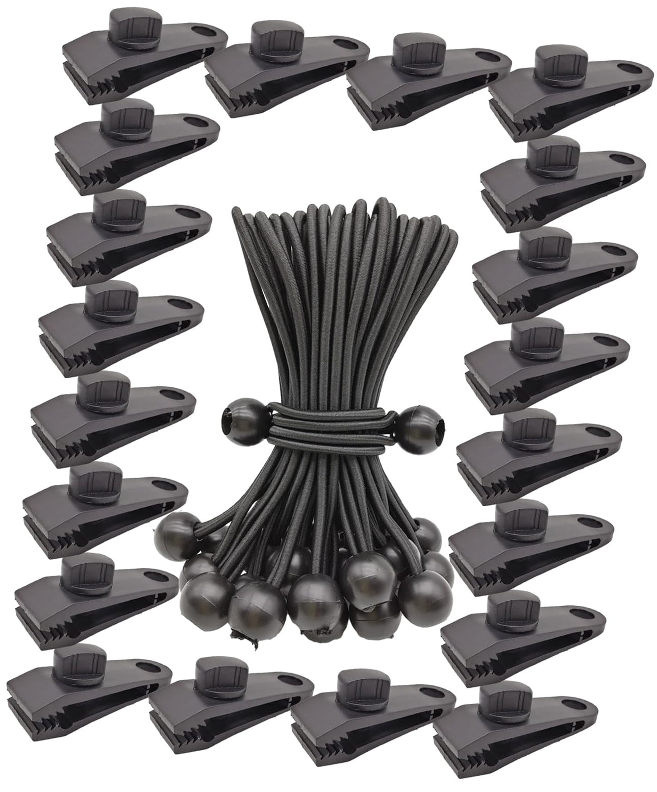 GZHJMY Tarp Clips Lock Grip, 40 Pack Tarp Clamps and Bungee Cords Set ...