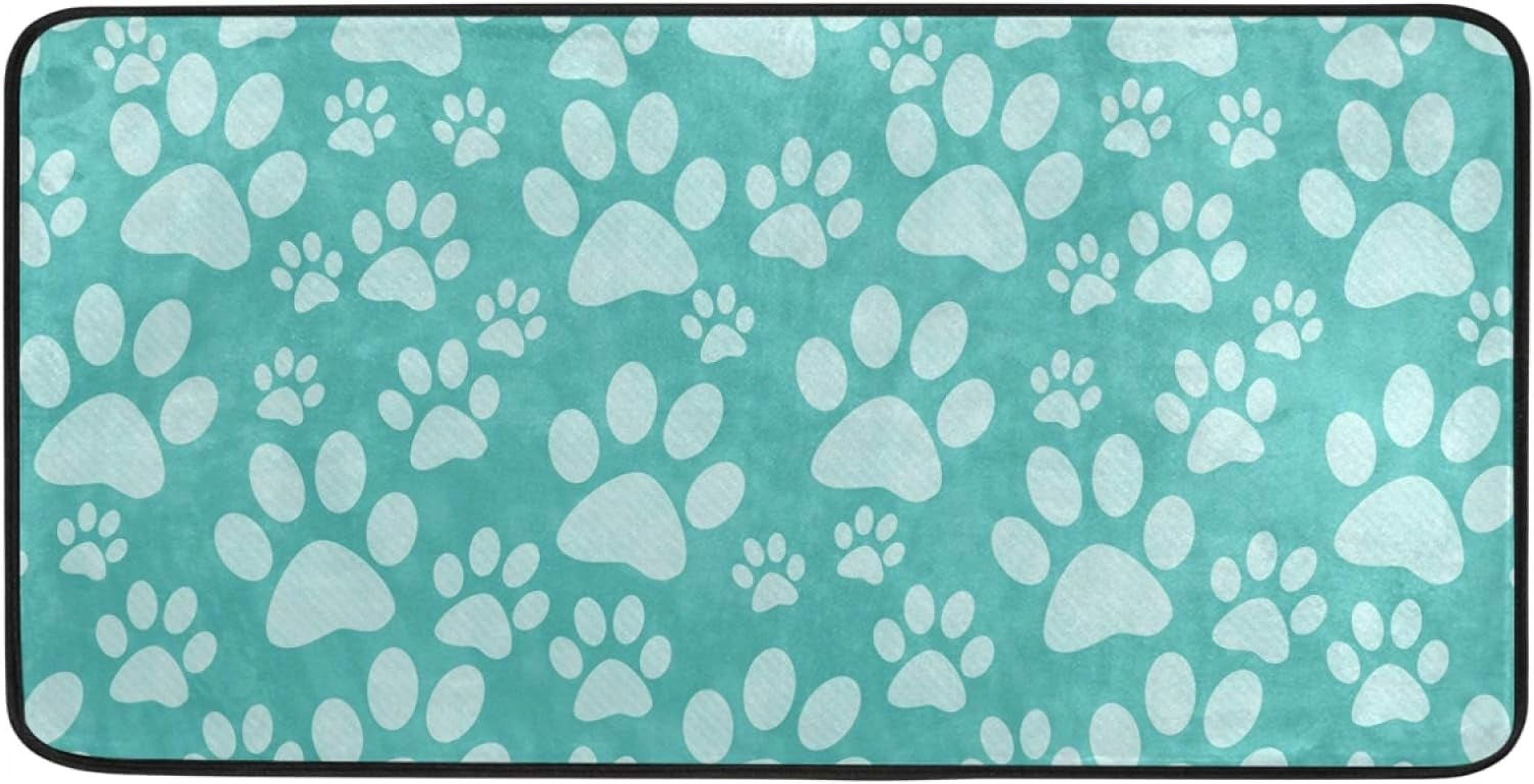 GZHJMY Teal Doggy Paw Print Rug Non-Slip Large Rugs Soft Comfort Area ...