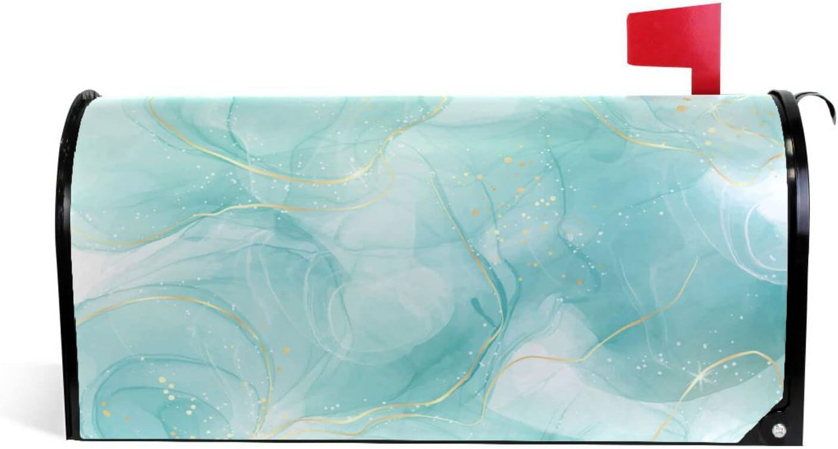 GZHJMY Teal Turquoise Marble Magnetic Mailbox Cover Large Size Mailbox ...