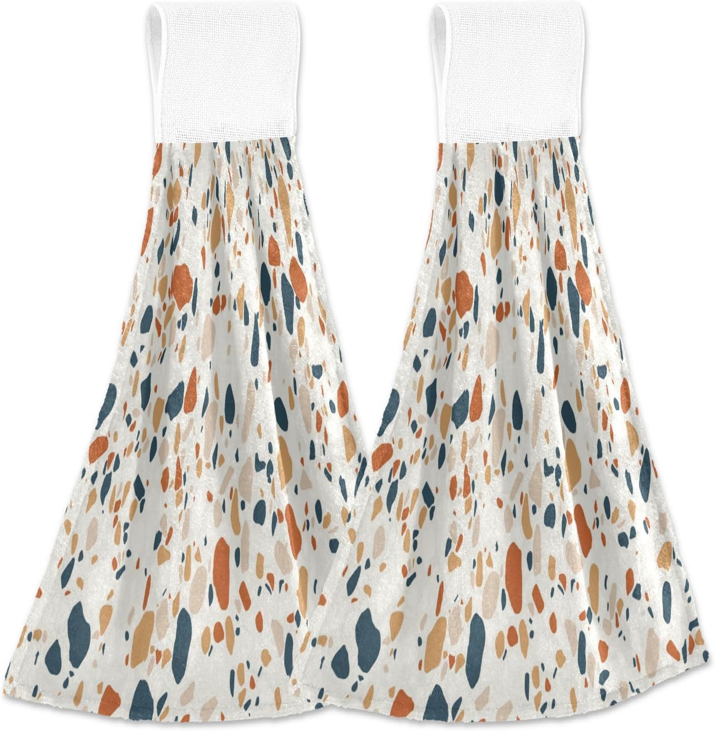 GZHJMY Terrazzo Hanging Tie Towels Set of 2, Soft Absorbent Kitchen ...